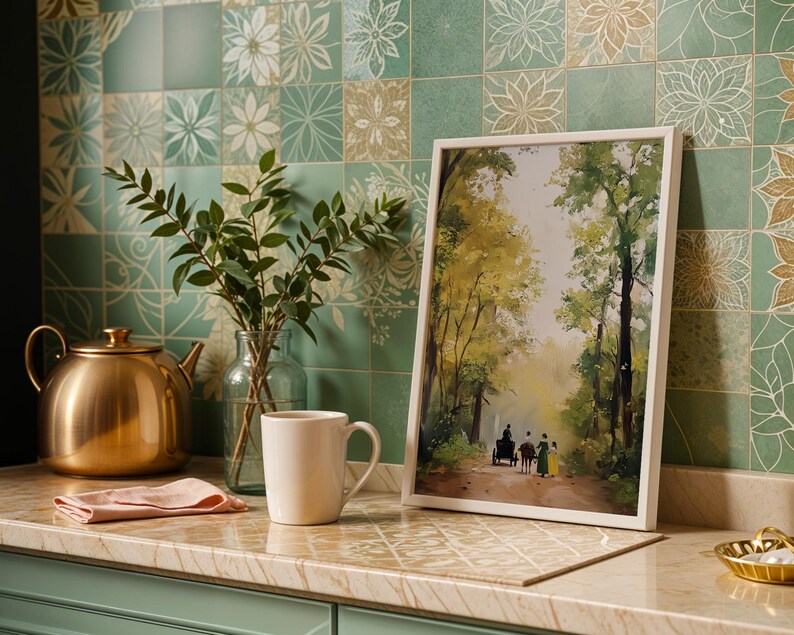 Horse Carriage Stroll | Printable Artwork Oil on Canvas Style Digital ...
