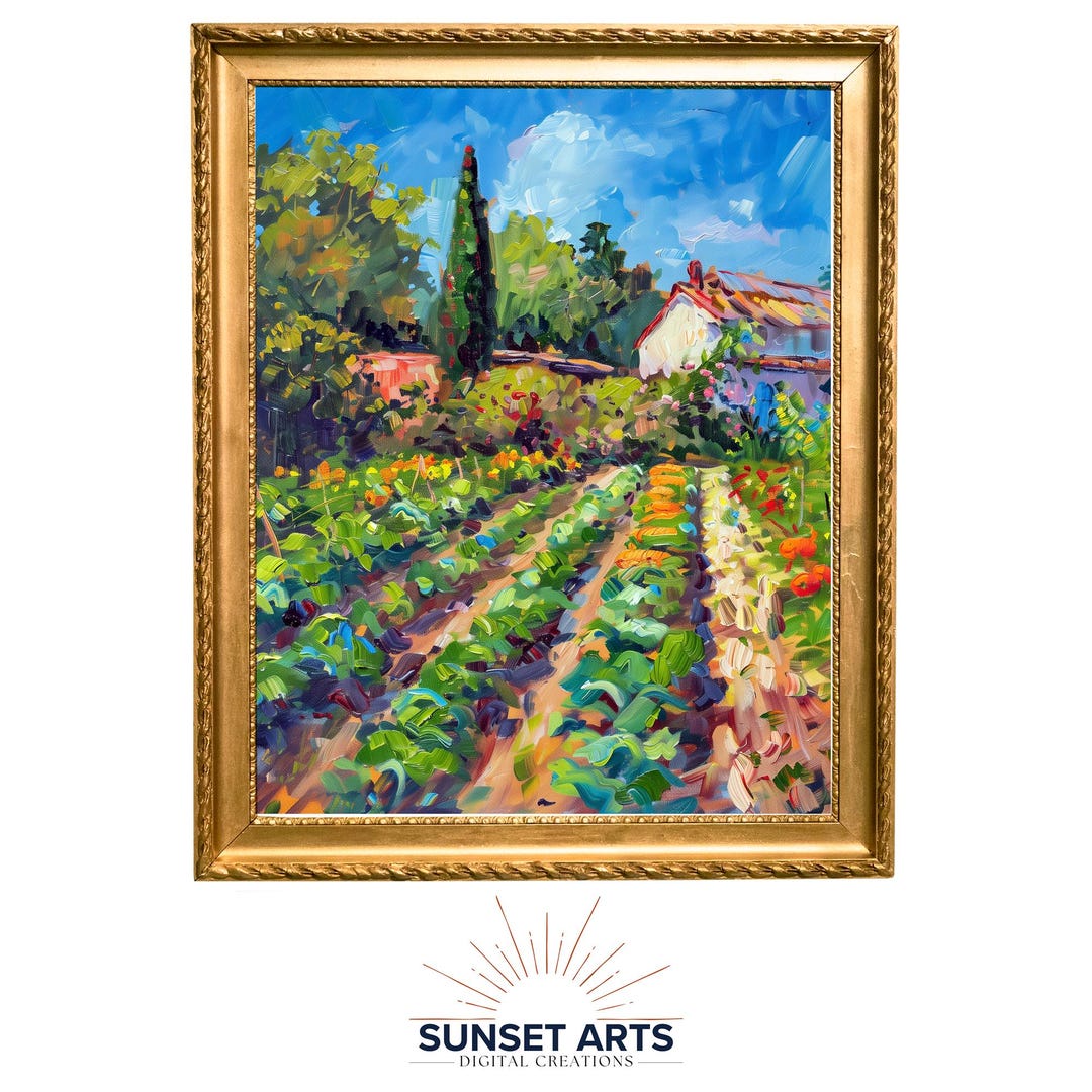 Vibrant Garden Scene | Digital Download, Landscape Print, Colorful ...