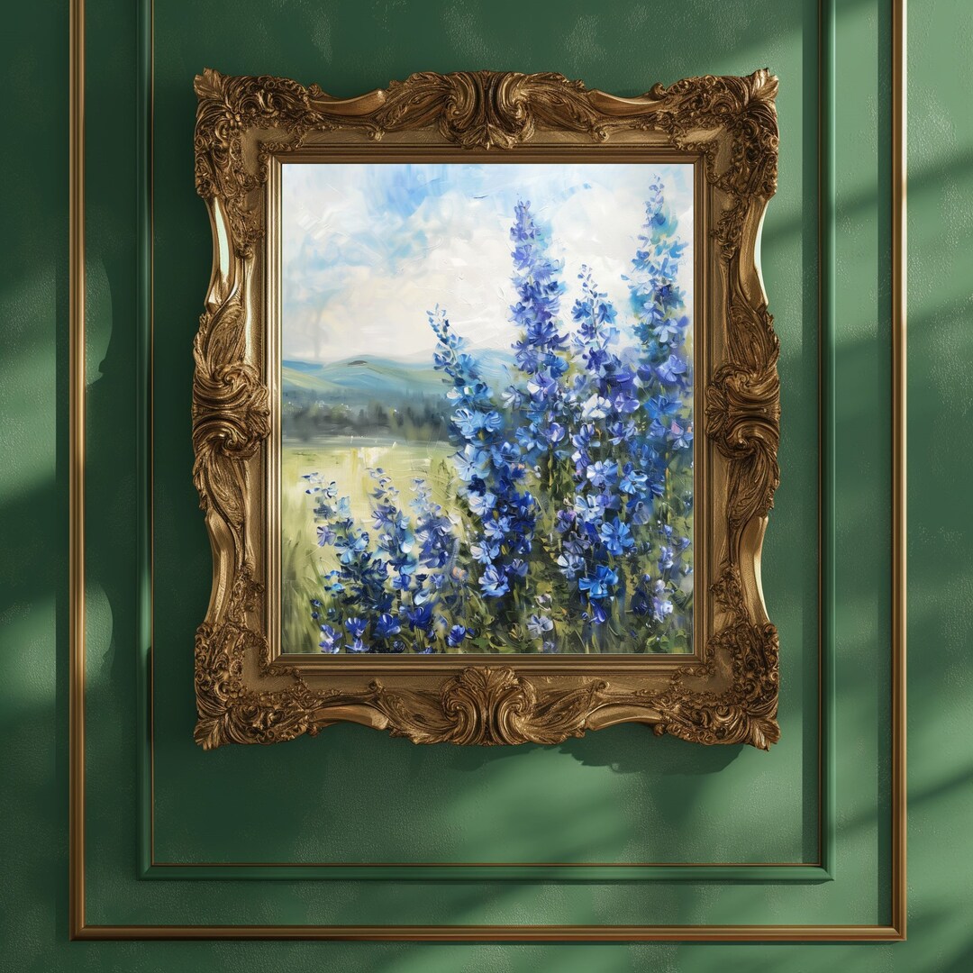 Blue Delphiniums Flower Print, Digital Download, Printable - Etsy