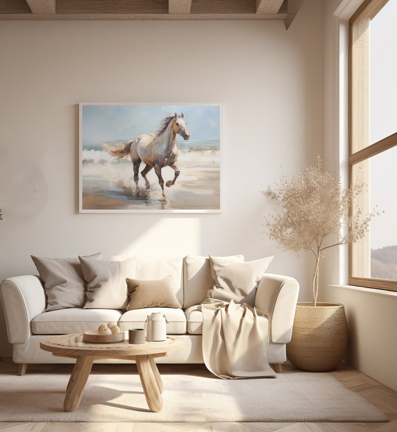 Akhal-teke Horse Beach Print: Coastal Oil Painting Style (digital ...