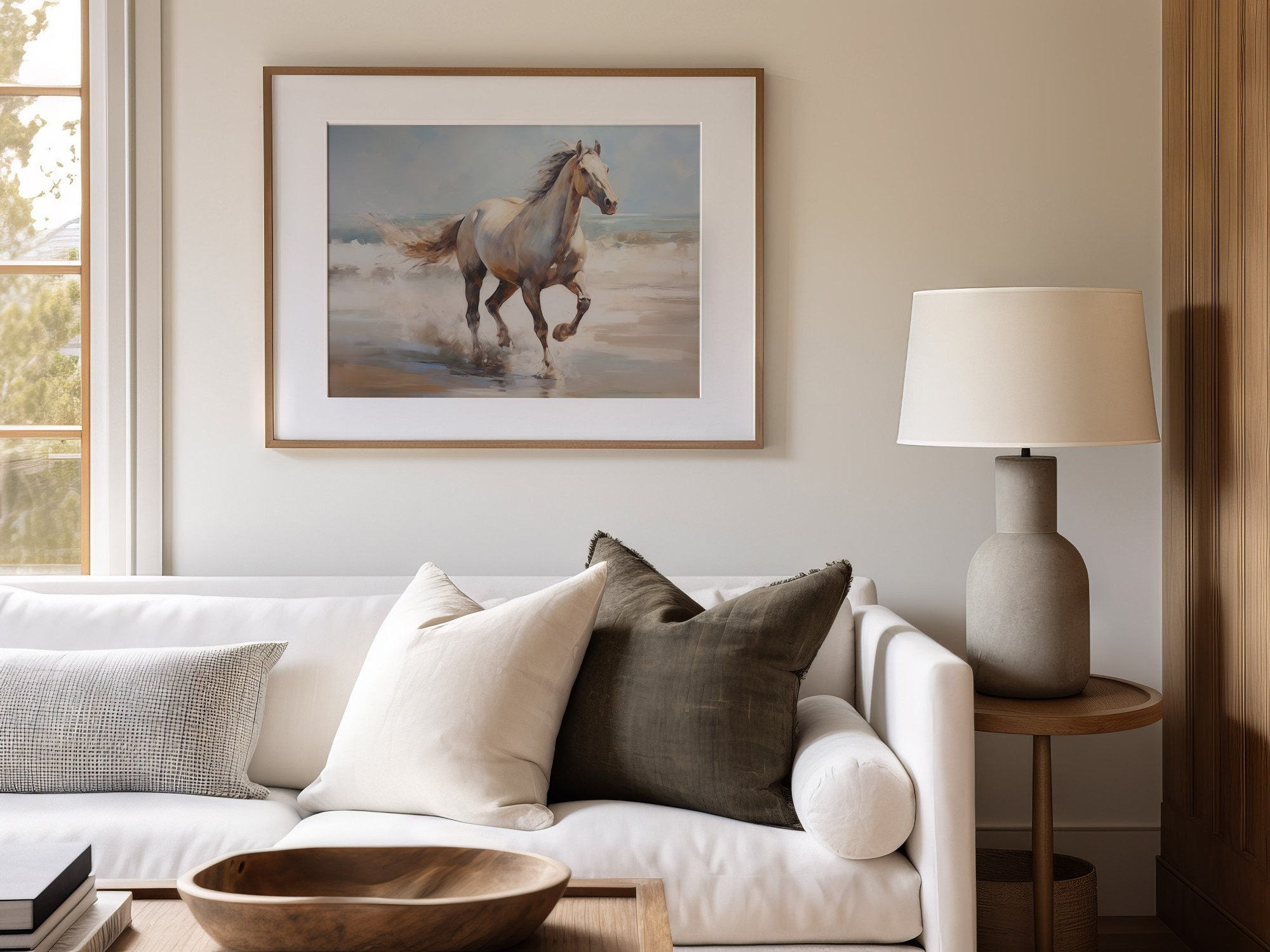 Akhal-teke Horse Beach Print: Coastal Oil Painting Style (digital ...