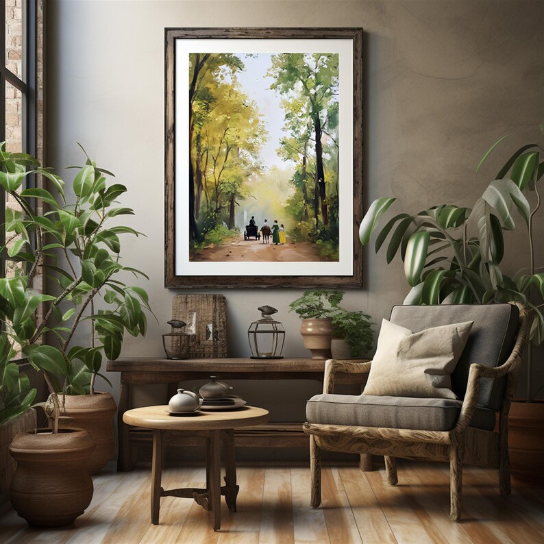 Horse Carriage Stroll | Printable Artwork Oil on Canvas Style Digital ...