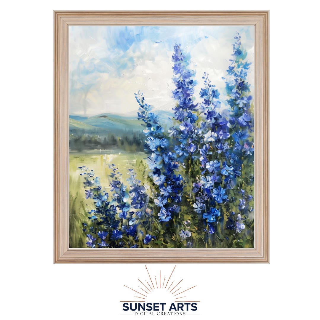 Blue Delphiniums | Flower Print, Digital Download, Printable - Etsy