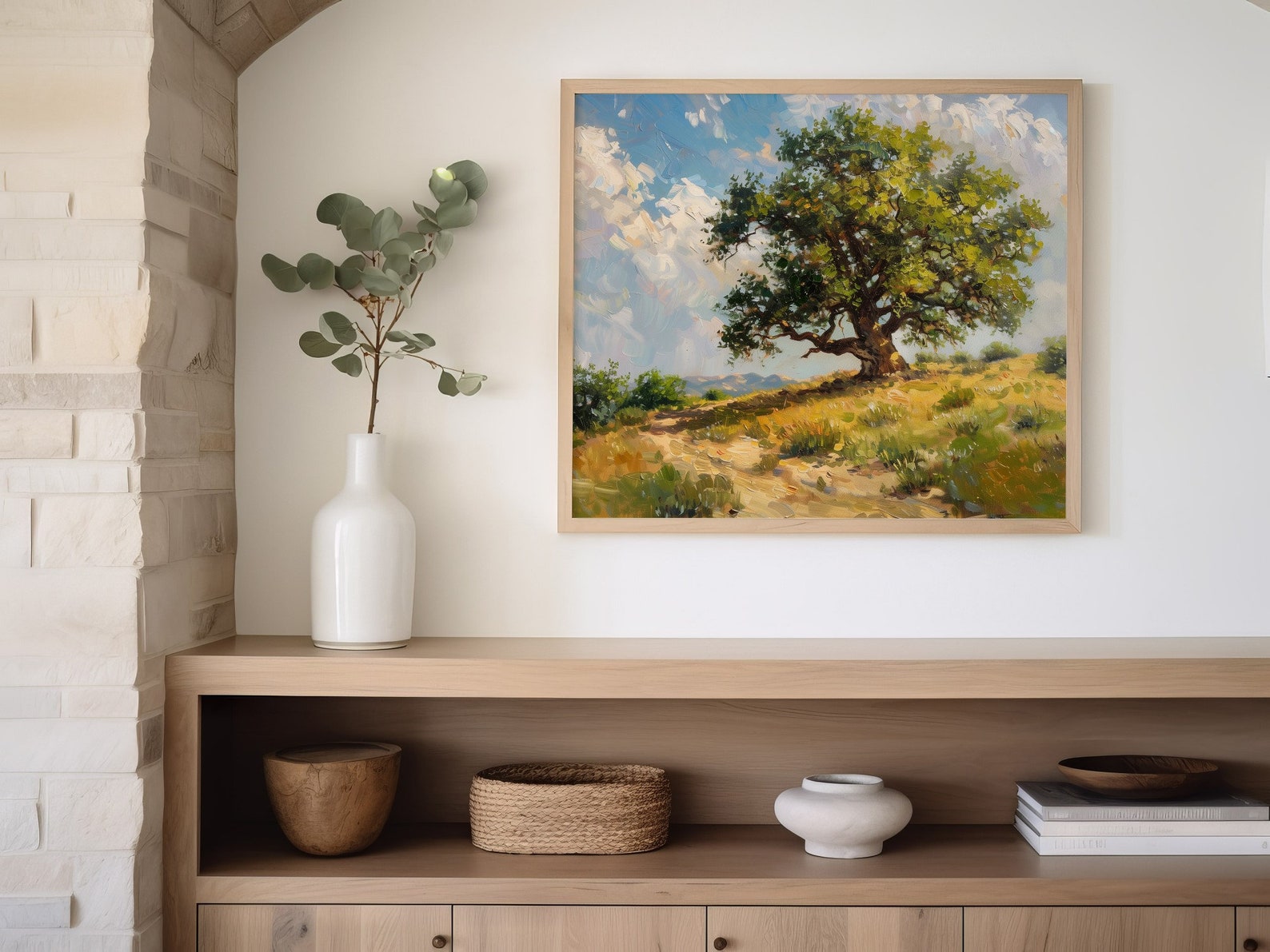 Majestic Oak Tree Art Print: Landscape Nature Painting (digital ...
