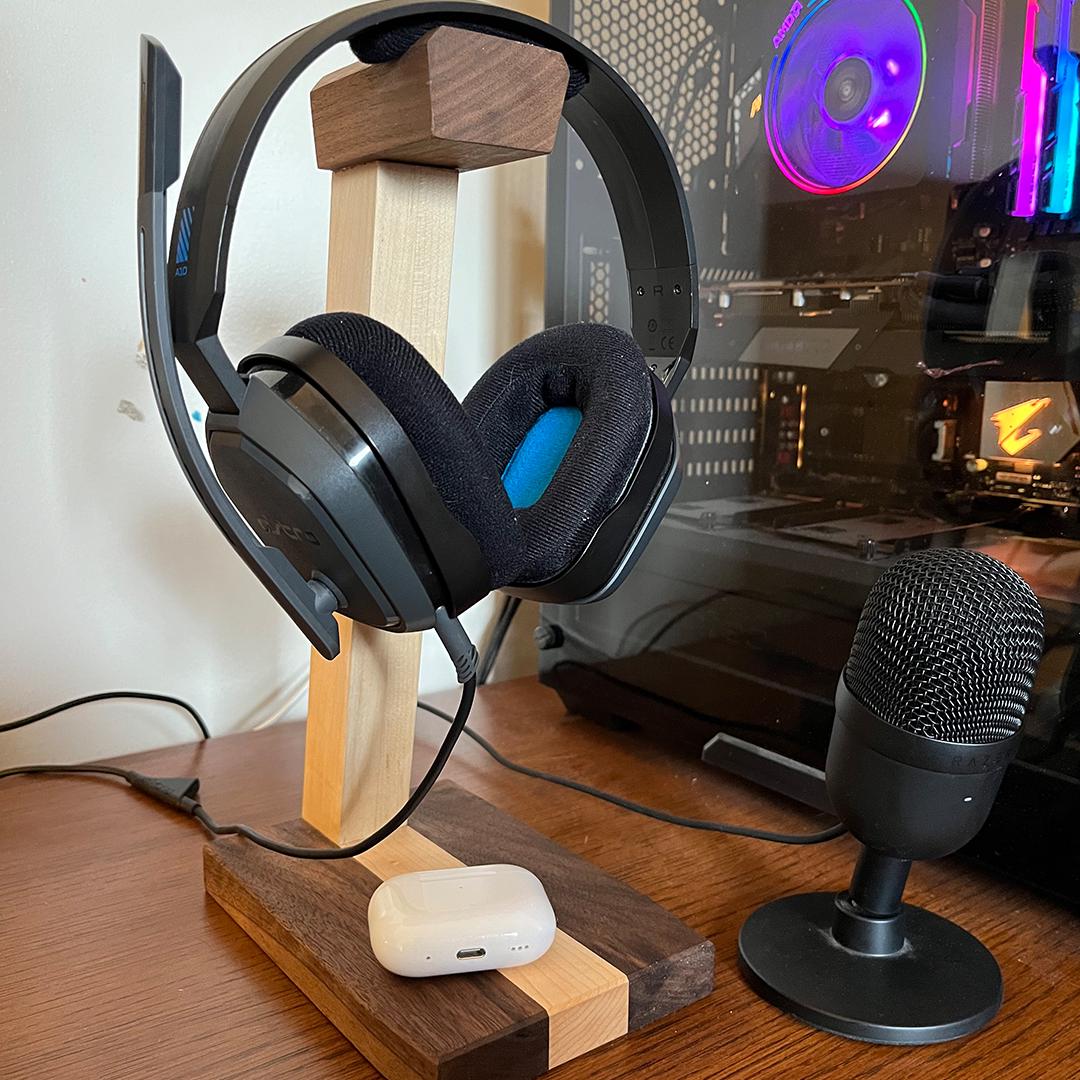 Walnut & Maple Headset, Headphone Stand Desk Organizer Gamer Gift - Etsy
