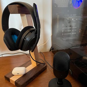 Walnut & Maple Headset, Headphone Stand Desk Organizer Gamer Gift - Etsy