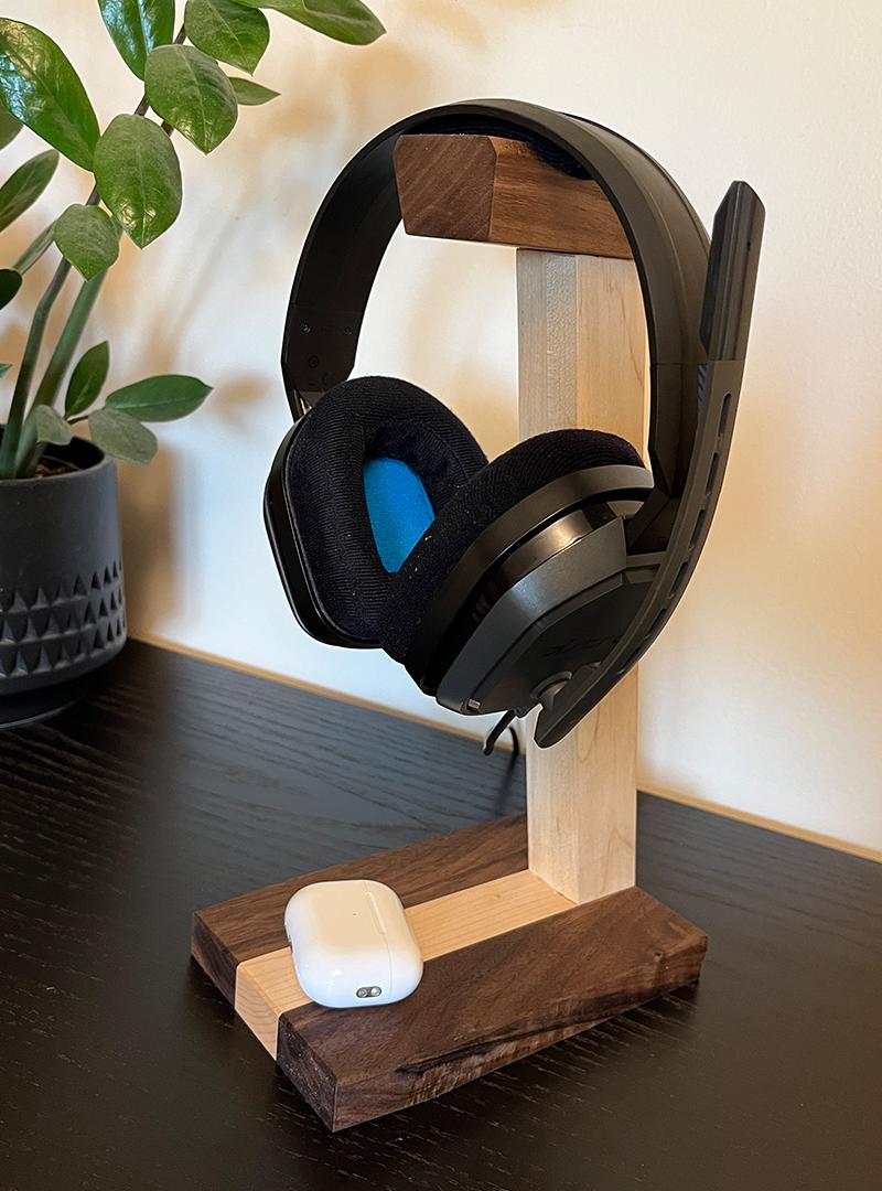 Walnut & Maple Headset, Headphone Stand Desk Organizer Gamer Gift - Etsy