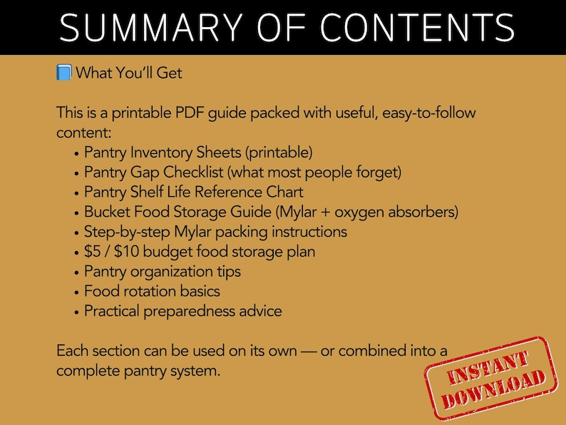 Pantry Food Storage Inventory & Checklist | Emergency Planner | Prepper ...
