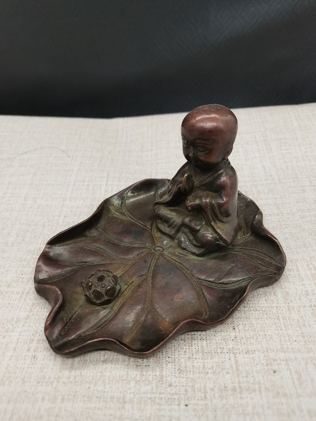 Antique Chinese Copper Monk Statue Incense Stick Holder, Rare ...