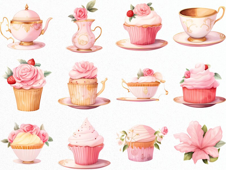 Cupcakes Tea Party Clipart, Tea PNG, Tea Time Clipart, Tea Cup Clip Art ...