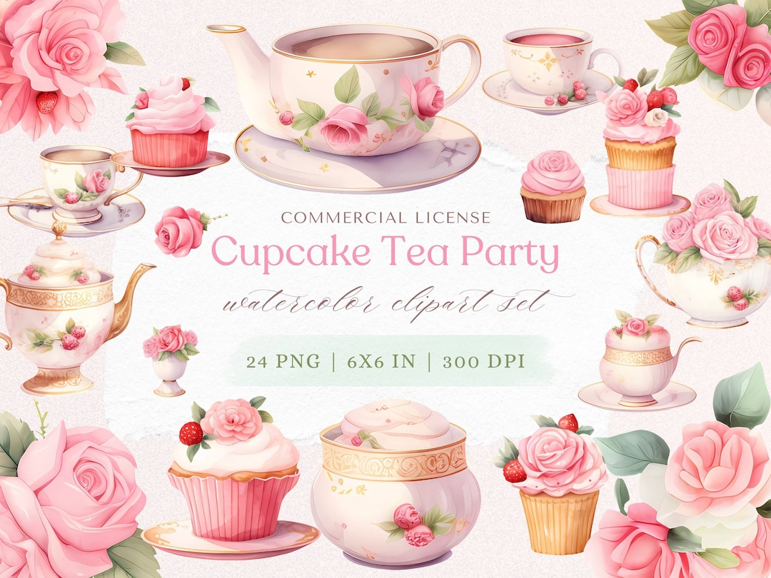 Cupcakes Tea Party Clipart, Tea PNG, Tea Time Clipart, Tea Cup Clip Art ...
