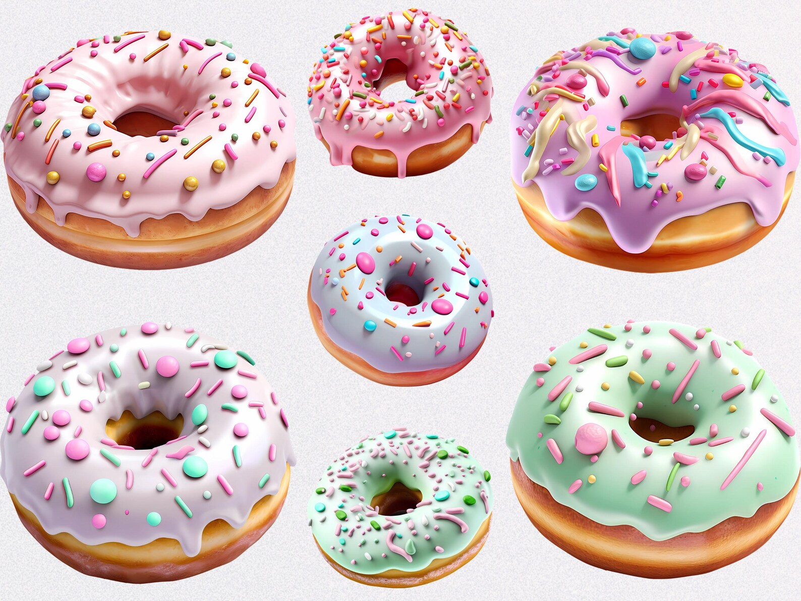 Pastel Donut Clipart: Watercolor Dessert PNG Bundle (digital Download ...