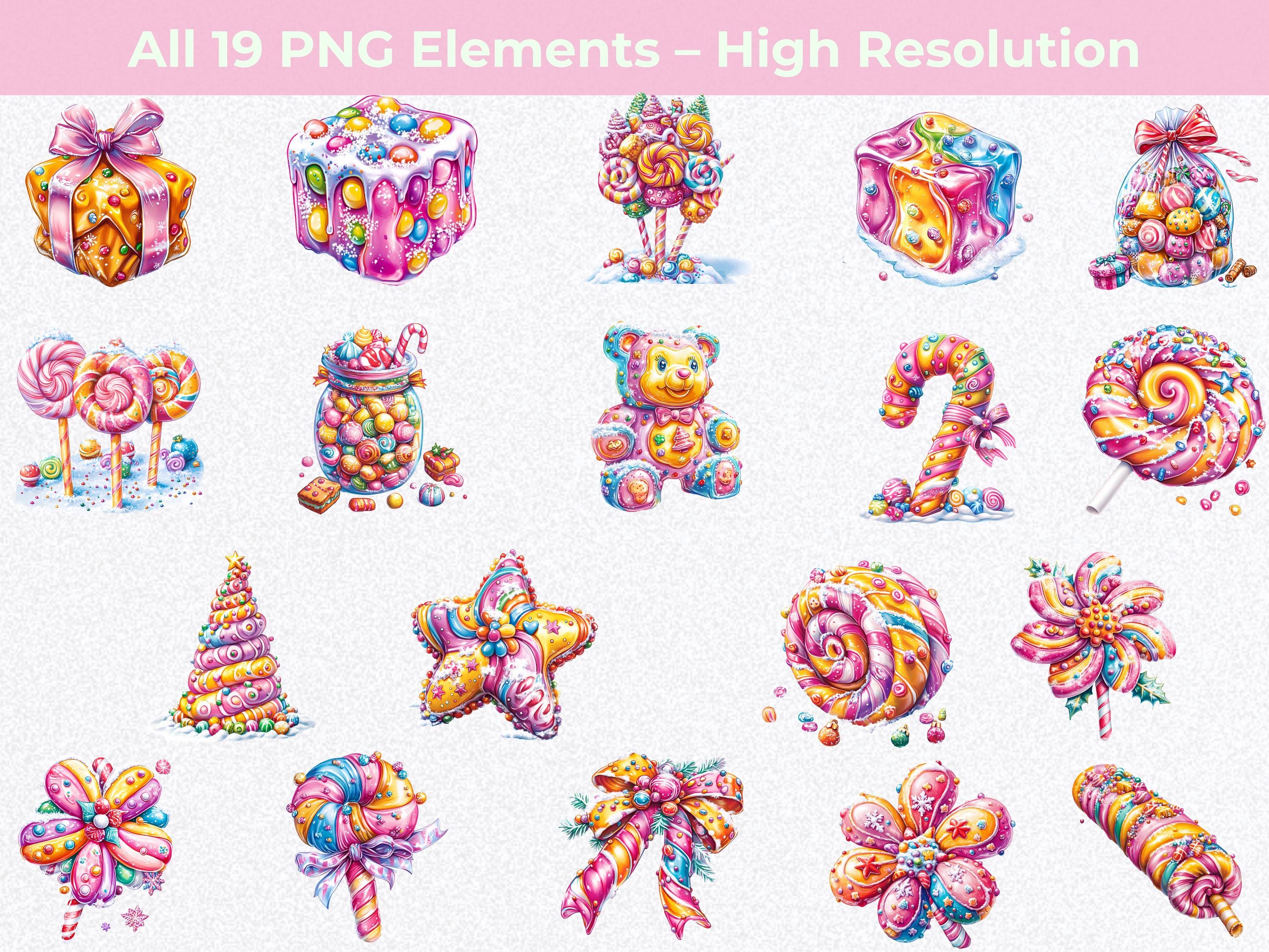 Candyland Sweets Christmas Clipart – 19 Retro Sweet Pngs With Lolipop ...