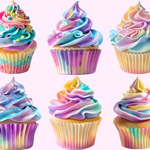 12 Rainbow Cupcake PNG Cupcakes Clipart Cake Clipart for Tea Party ...