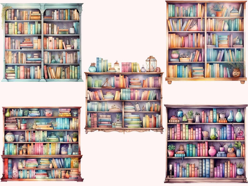Bookshelf Clipart Watercolor Bookshelf PNG Library Clipart Bookworm Png ...
