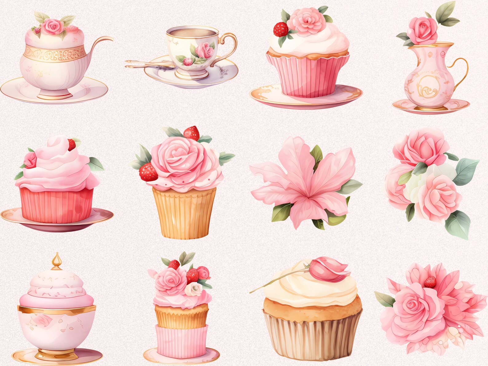 Cupcakes Tea Party Clipart, Tea PNG, Tea Time Clipart, Tea Cup Clip Art ...