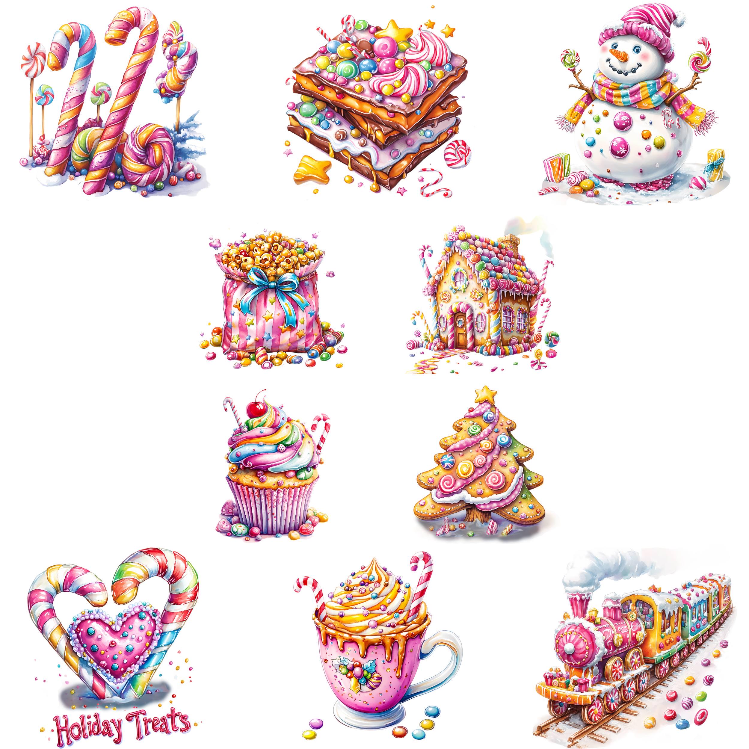Candyland Christmas Clipart: Retro Holiday Sweets (PNG Digital Download ...