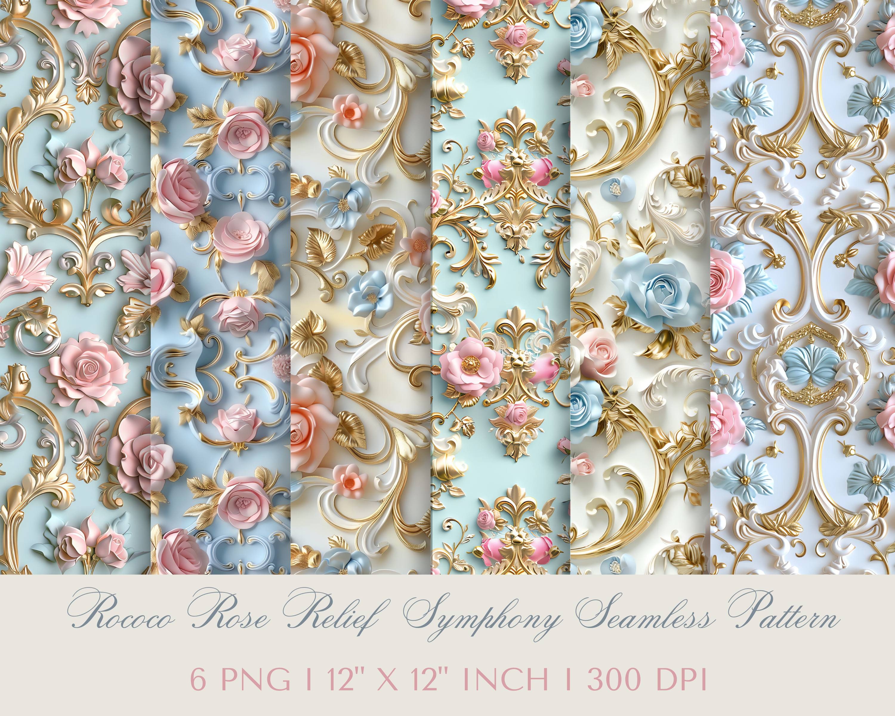 3d Digital Paper, Rococo Pattern, 3d Seamless Pattern, 3d Floral ...