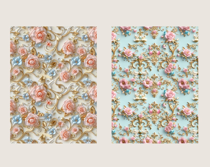 3d Digital Paper, Rococo Pattern, 3d Seamless Pattern, 3d Floral ...