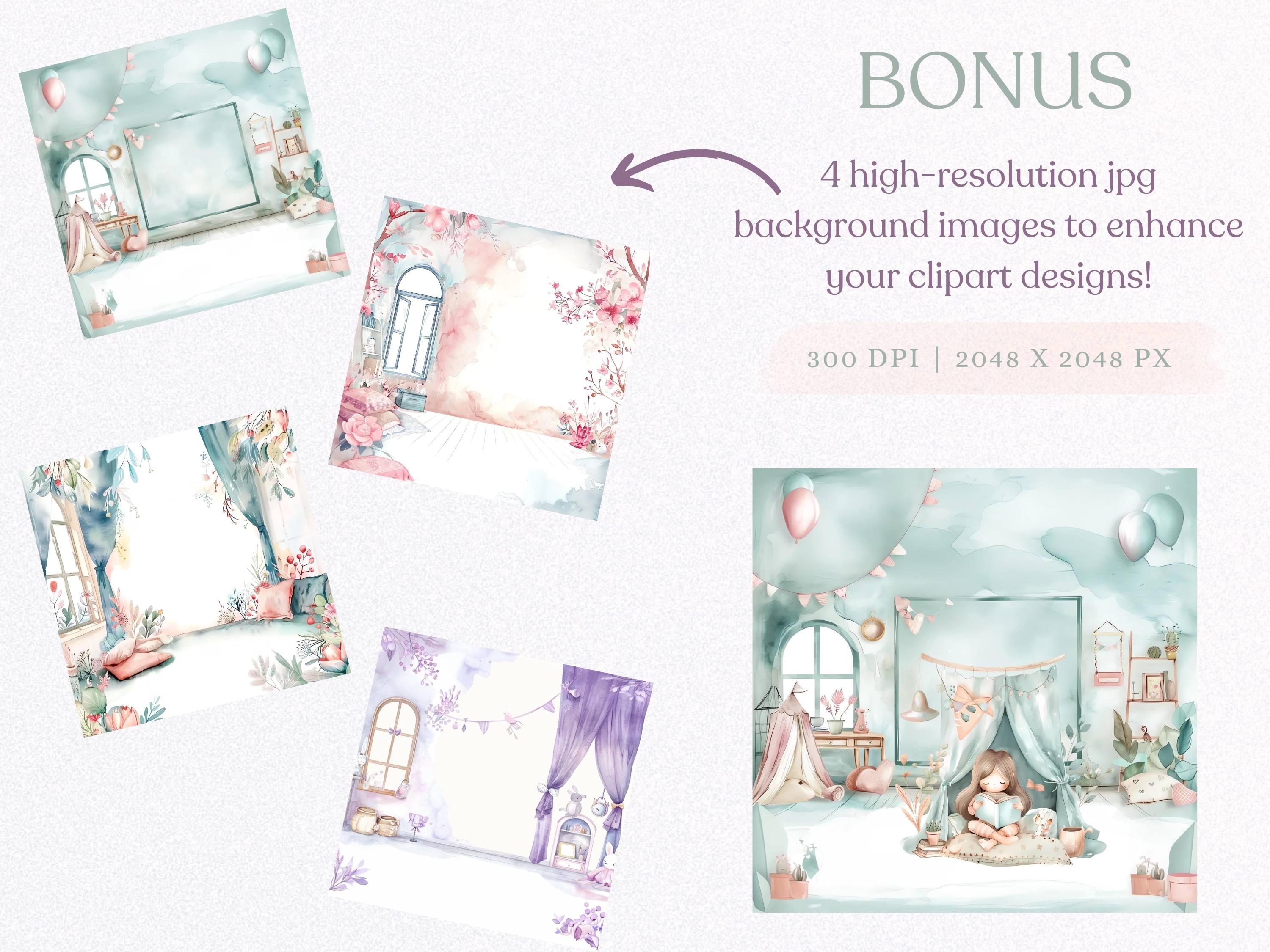 Watercolor Girl Reading Clipart: Bookworm PNG (digital Download) - Etsy