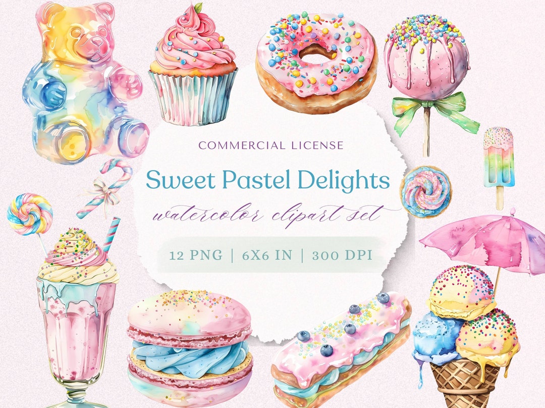 Sweet Treats PNG, Watercolor Sweet Clipart, Bakery Clipart, Bakery PNG ...