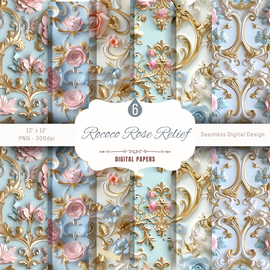 3d Digital Paper, Rococo Pattern, 3d Seamless Pattern, 3d Floral ...