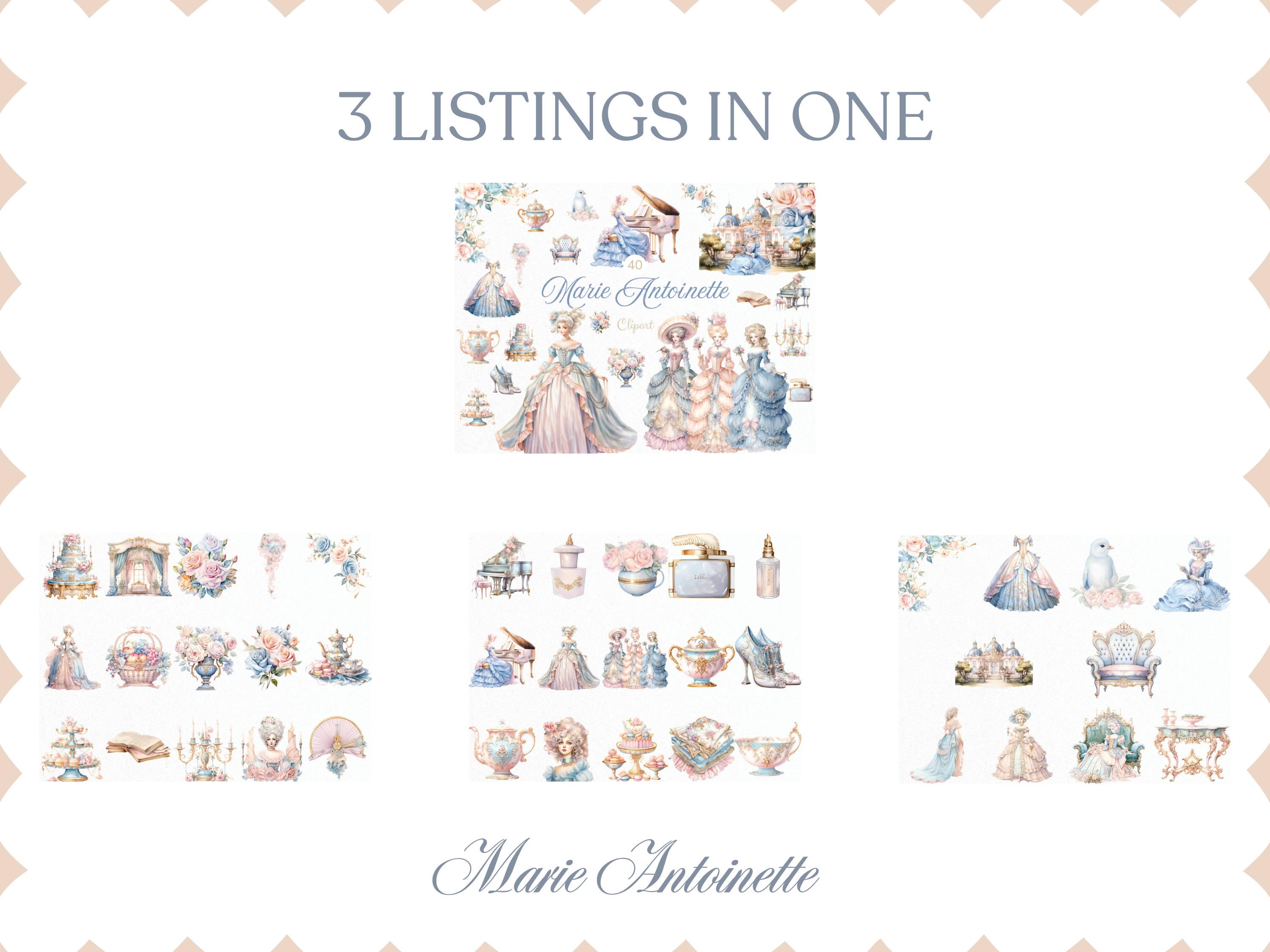 Watercolor Rococo Clipart Bundle Set, Marie Antoinette Clipart, Queen ...