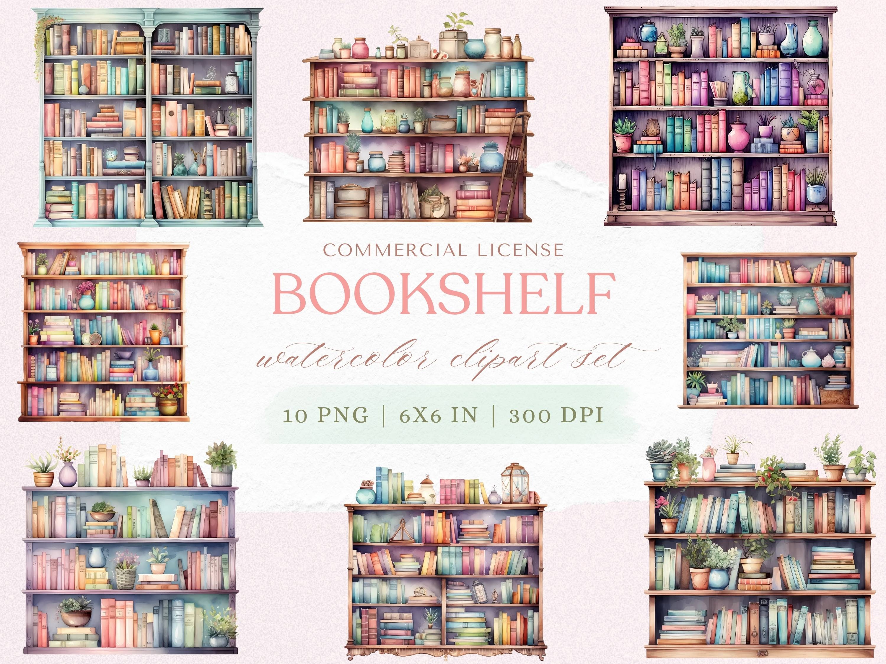 Bookshelf Clipart Watercolor Bookshelf PNG Library Clipart Bookworm Png ...