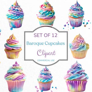 12 Rainbow Cupcake PNG Cupcakes Clipart Cake Clipart for Tea Party ...