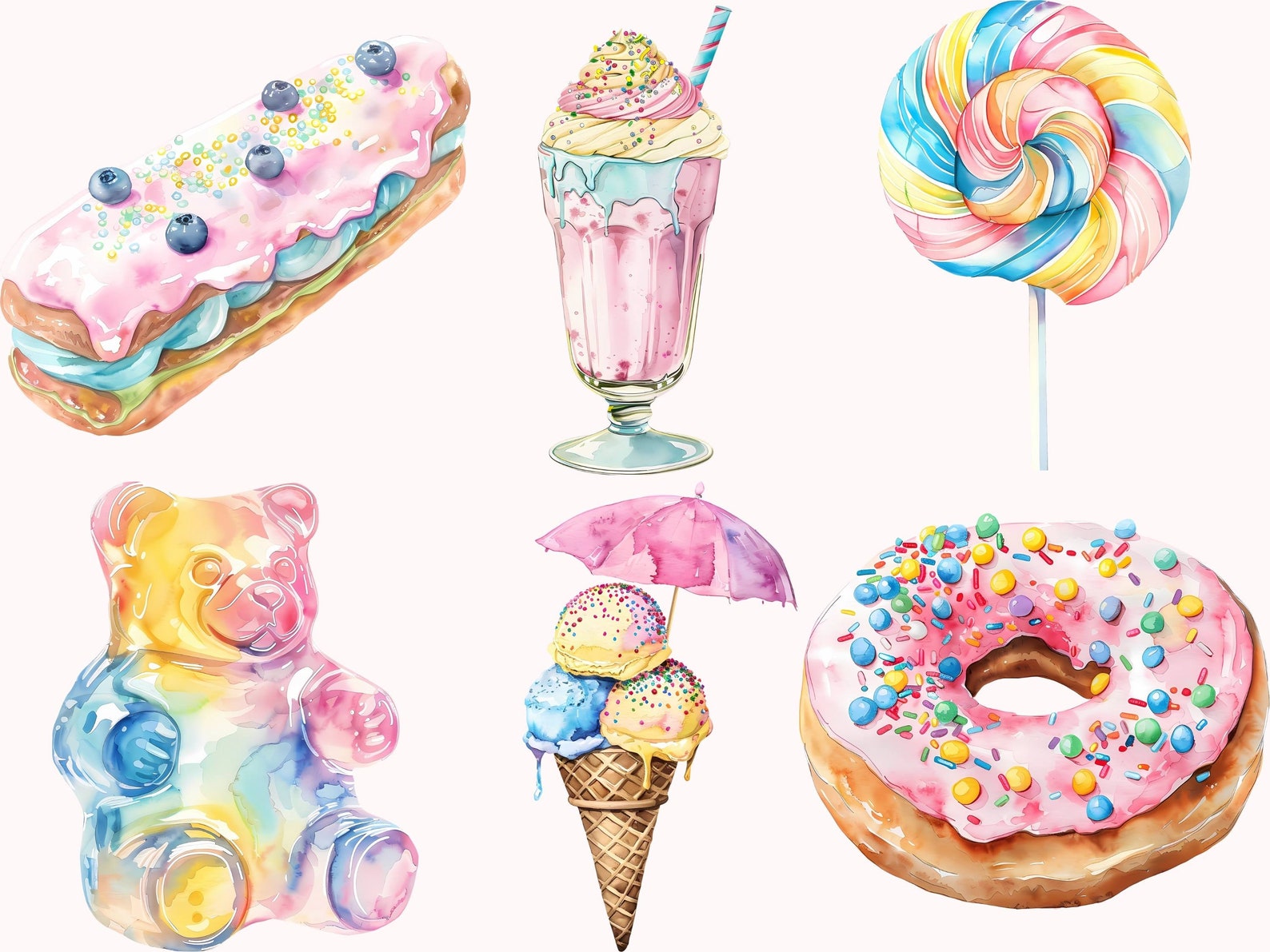 Sweet Treats PNG, Watercolor Sweet Clipart, Bakery Clipart, Bakery PNG ...