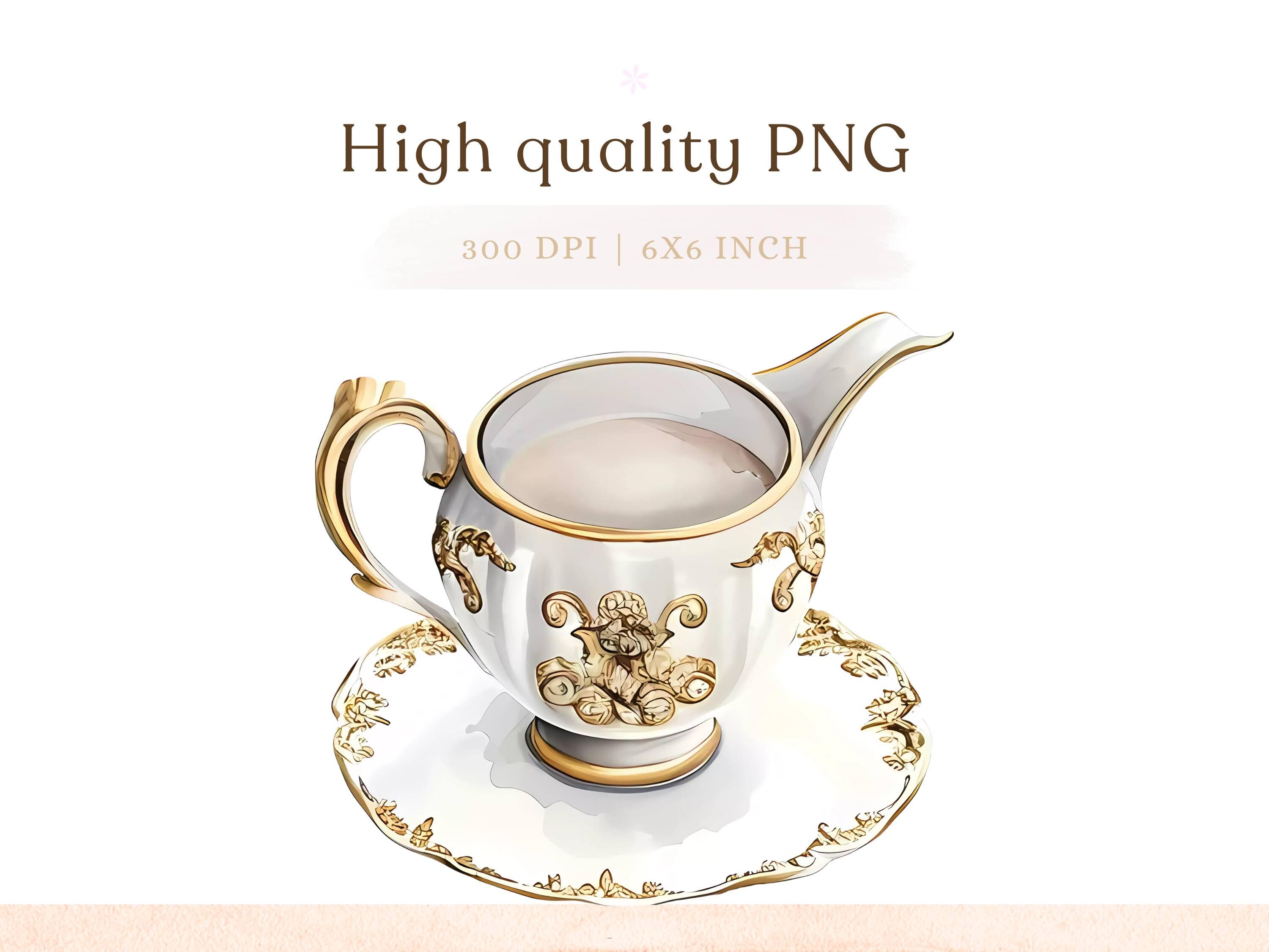 Baroque Tea Party Clipart, Cake Clipart, Tea Cup Clip Art, Watercolor ...