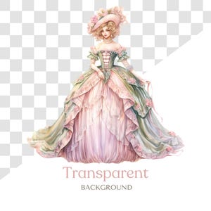 Watercolor Rococo Clipart Bundle Set, Marie Antoinette Clipart, Queen ...