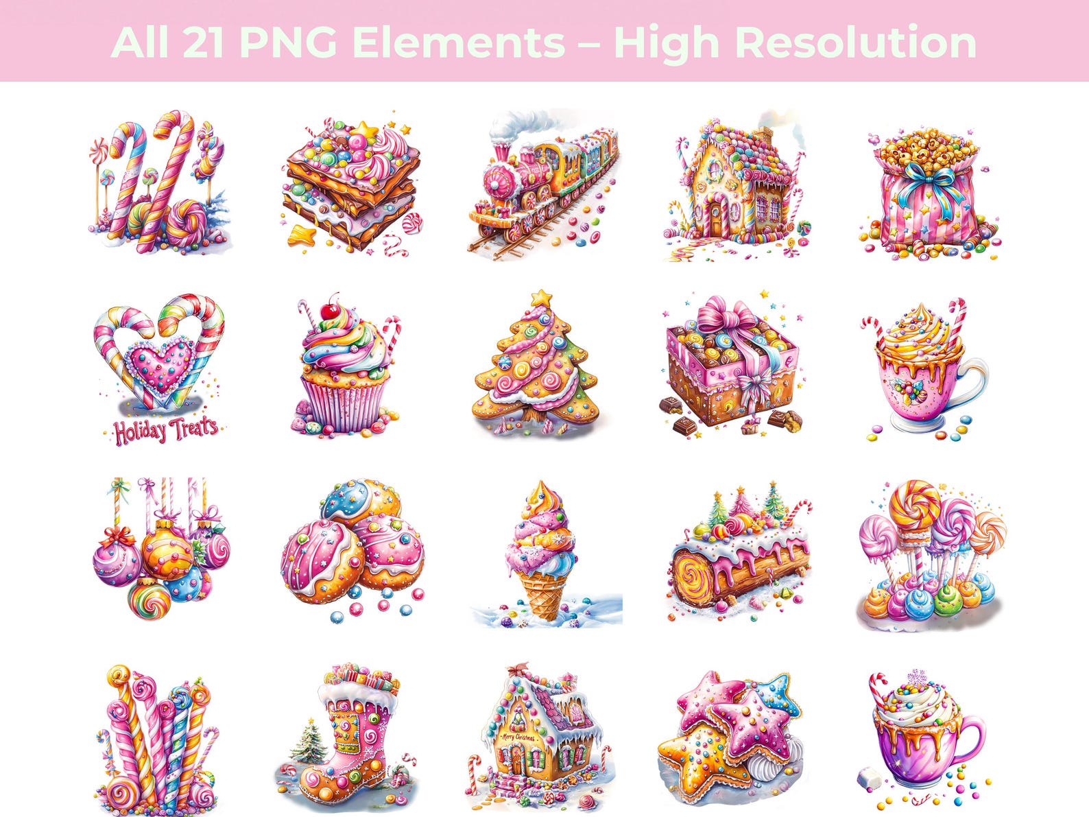 Candyland Christmas Clipart – 21 Retro Sweet Pngs With Gingerbread ...