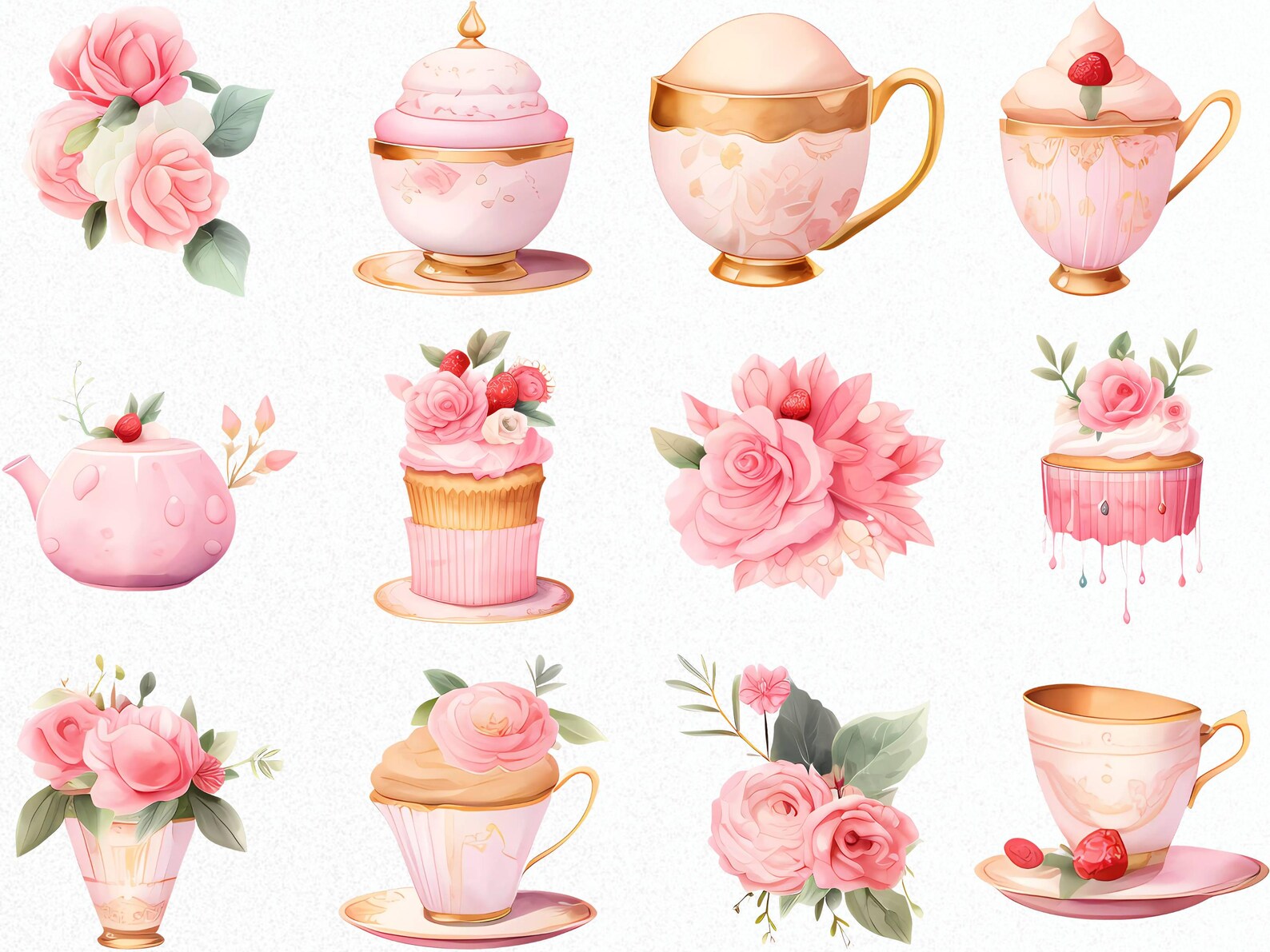 Cupcakes Tea Party Clipart, Tea PNG, Tea Time Clipart, Tea Cup Clip Art ...