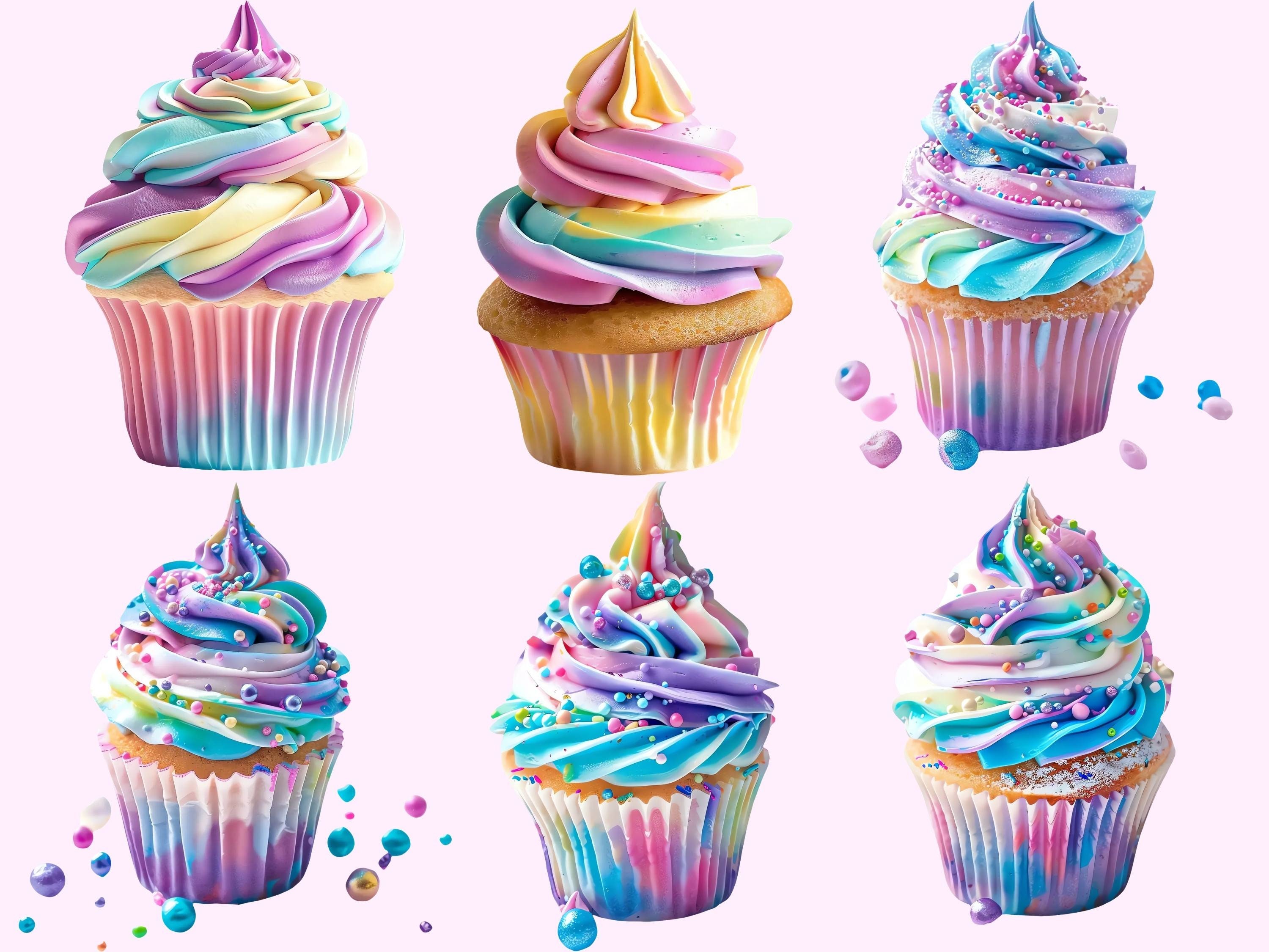 12 Rainbow Cupcake PNG Cupcakes Clipart Cake Clipart for Tea Party ...