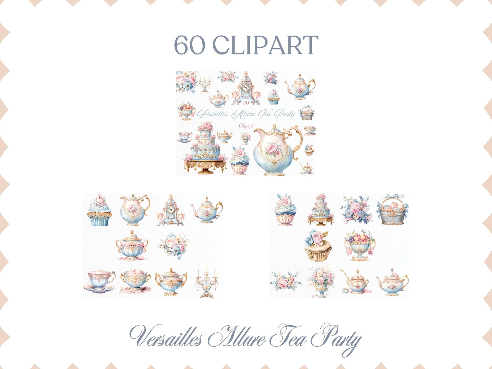 Watercolor Rococo Clipart Bundle Set, Marie Antoinette Clipart, Queen ...