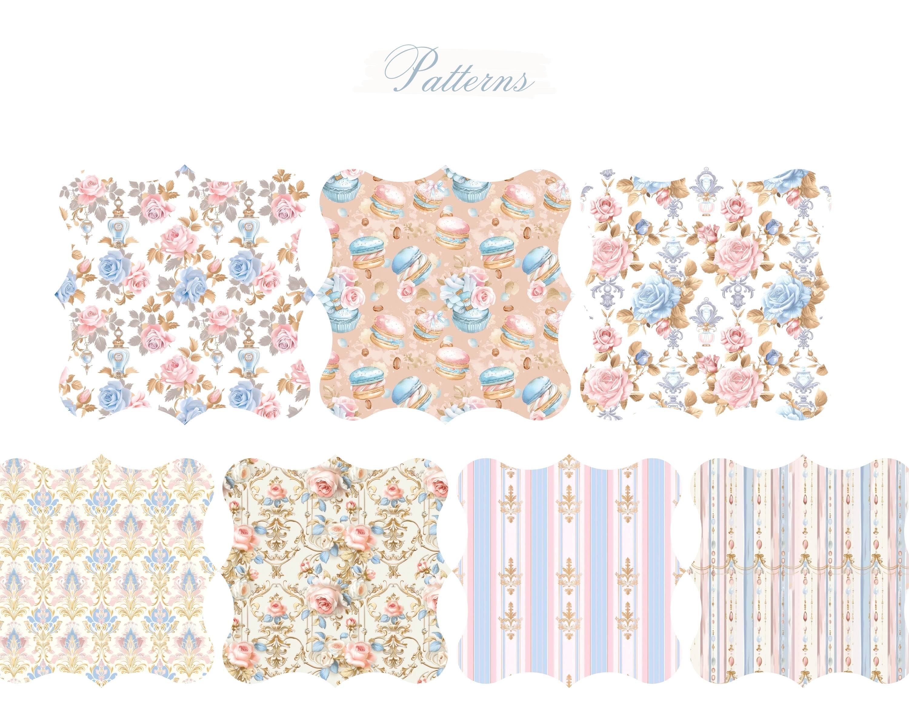 Rococo Pattern, Marie Antoinette Print, Floral Digital Paper, Roses ...