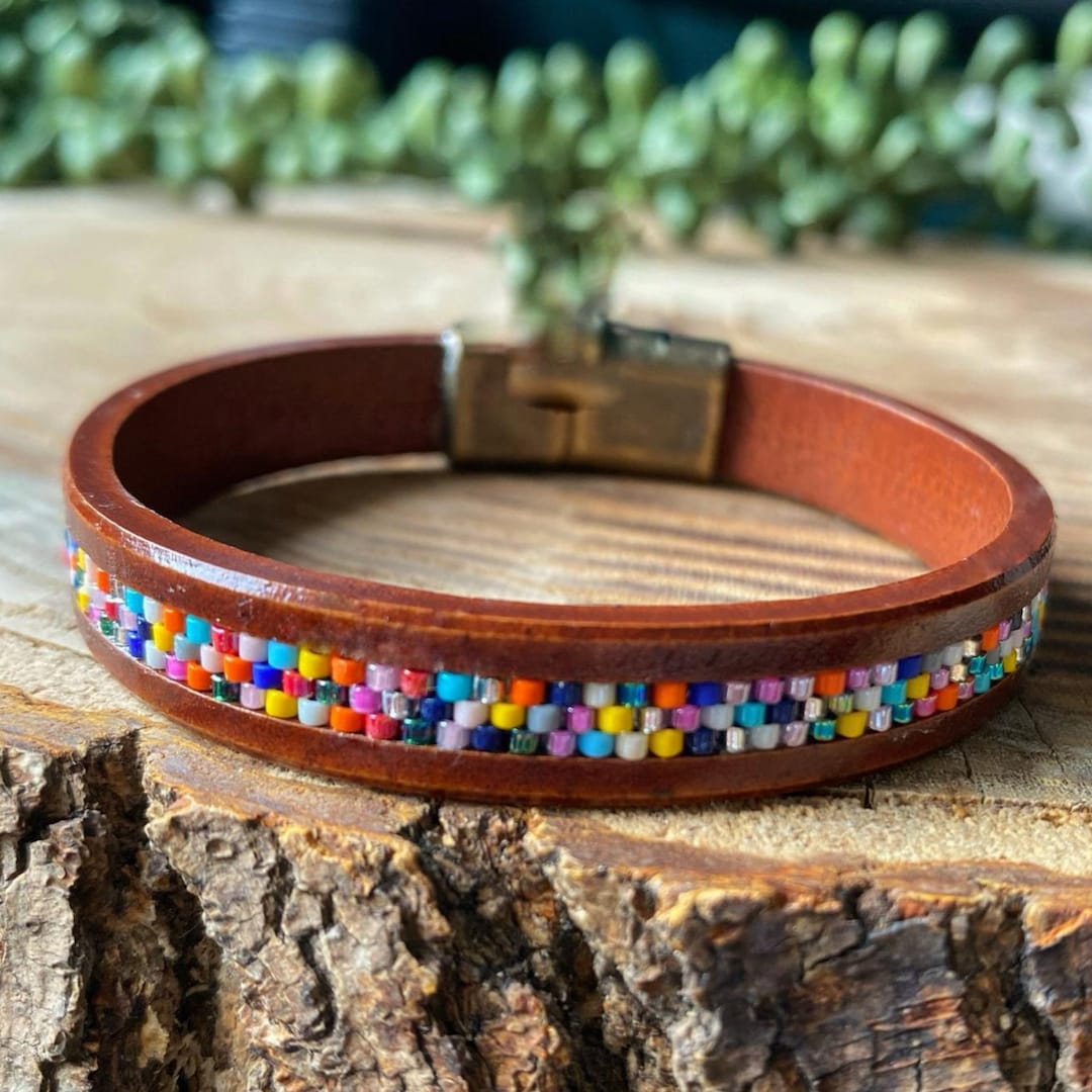 Handcrafted Leather Miyuki Bracelet - Personalized With Quality Miyuki ...