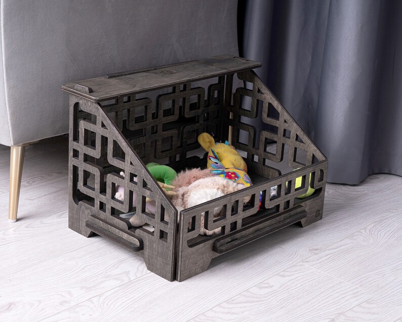 Wood Dog Toy Box, Wooden Large Dog Toy Storage Basket, Pet Dog Puppy ...