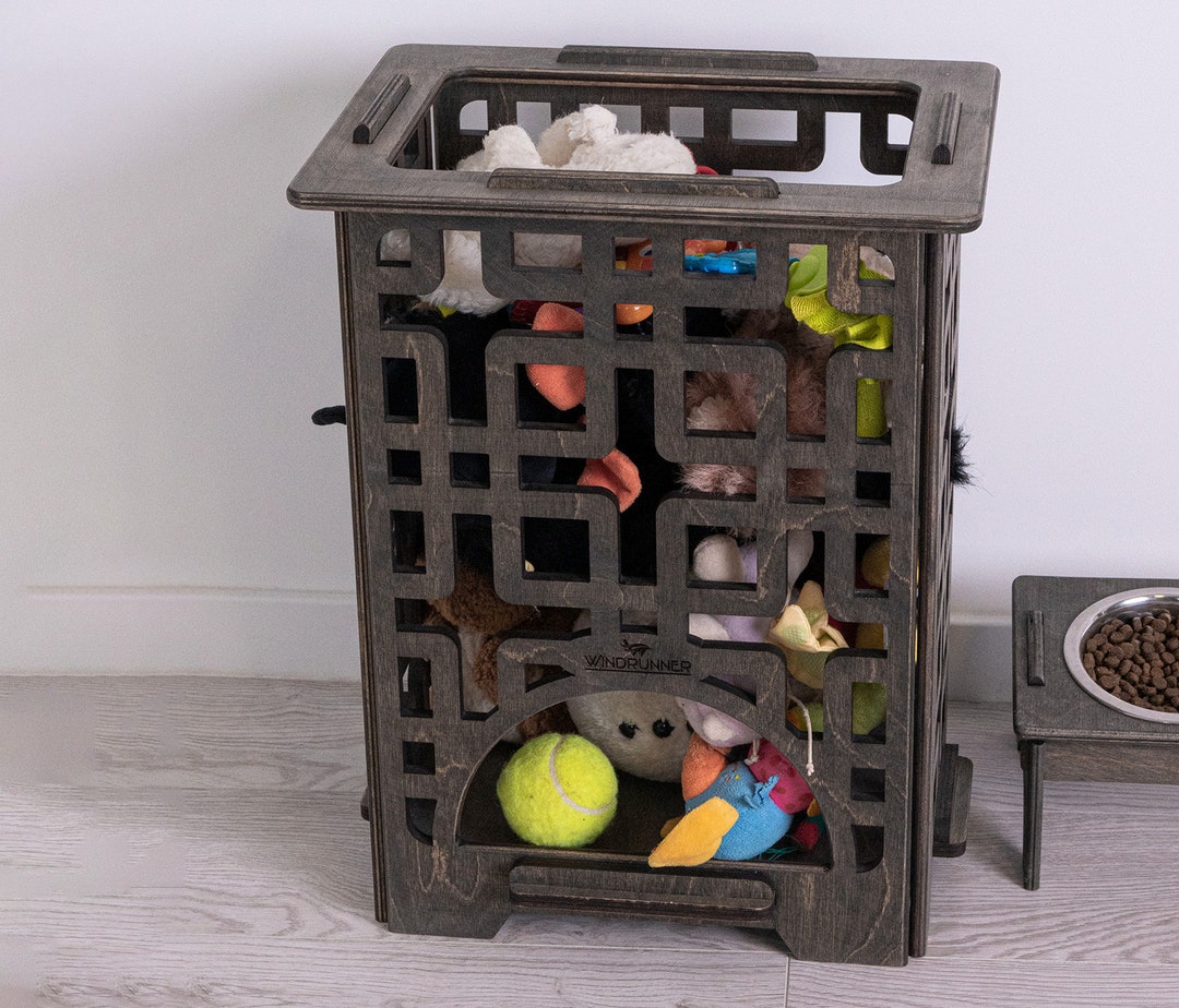 Wood Dog Toy Box, Wooden Large Dog Toy Storage Basket, Pet Dog Puppy ...