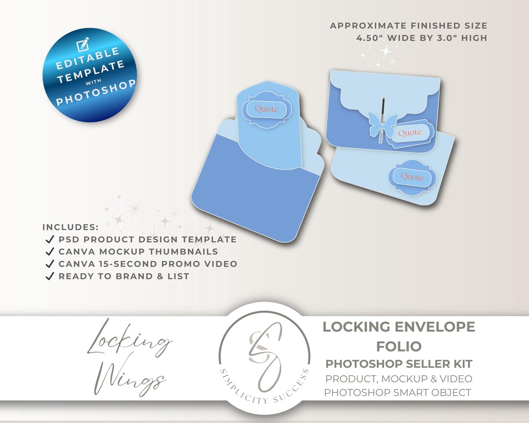 Locking Wings Photoshop Seller Kit With PSD Smart Objects and Canva ...