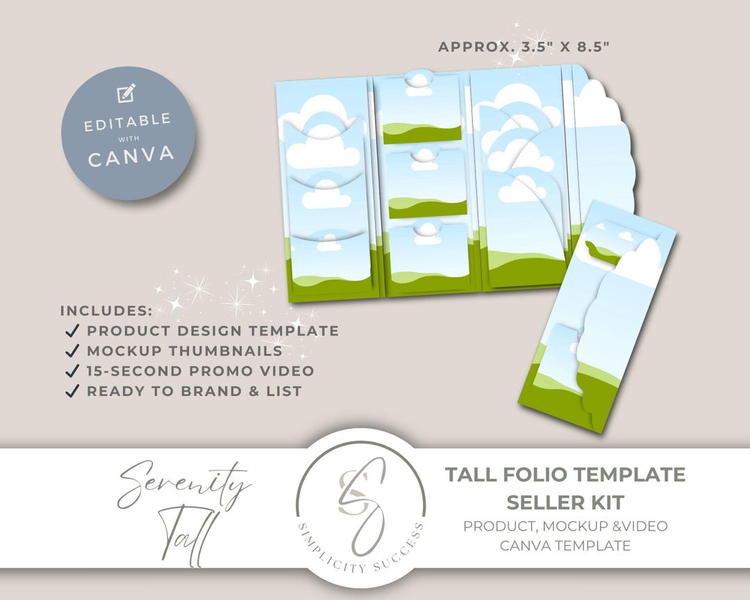 Serenity Tall Seller Kit Folio Template Editable in Canva With Drag and ...