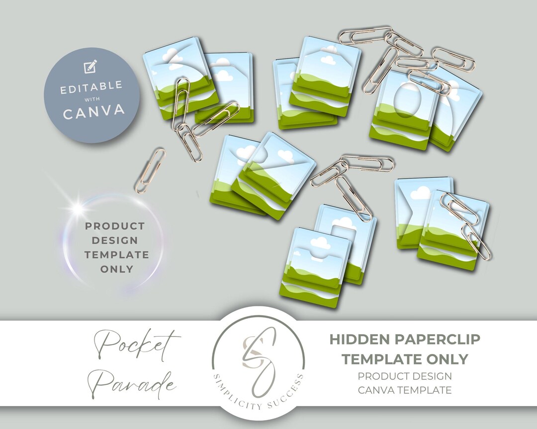 Pocket Parade Hidden Paperclip Product Design Template Editable Drag ...