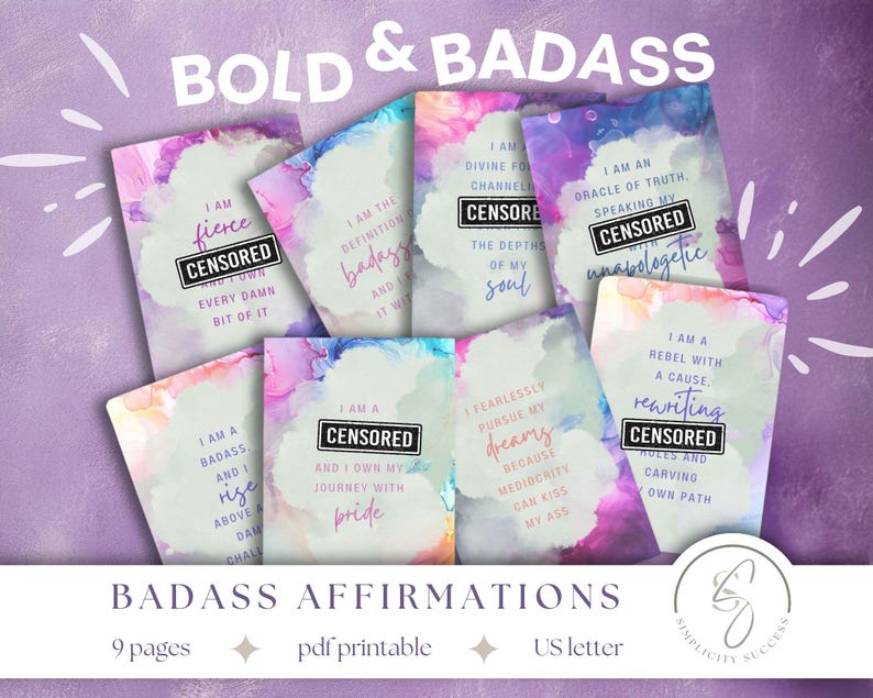 Badass Affirmation Cards | Swear Word Quotes (PDF Printable) - Etsy