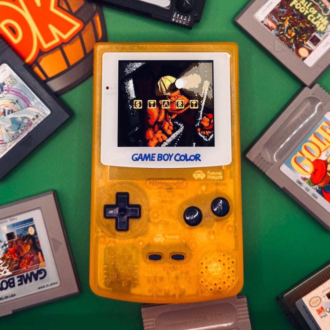 Custom Yellow Gameboy Color With IPS Screen, New Speaker, Adjustable ...