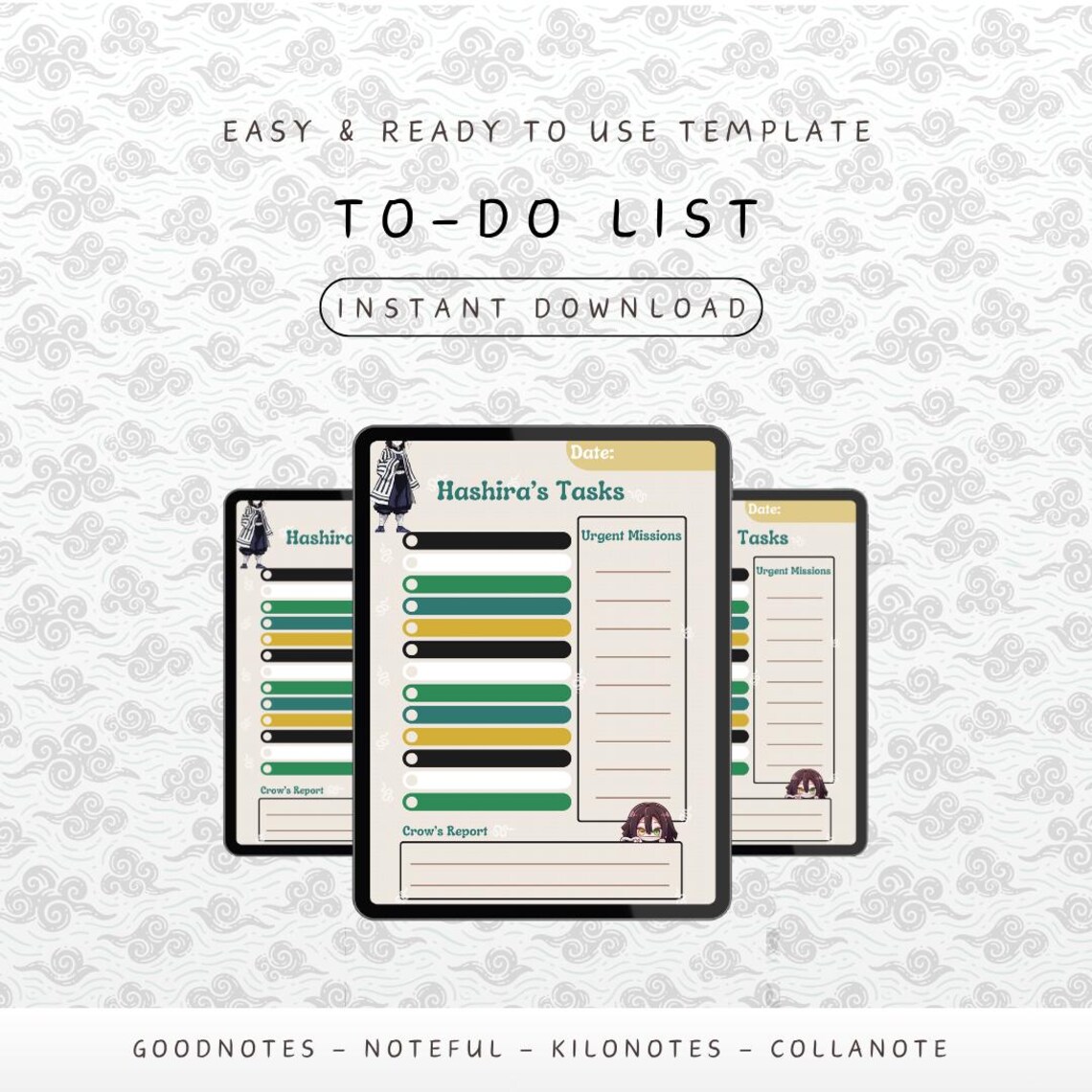 Obanai Inspired To-do List | DS Digital Planner | Anime Stationery ...