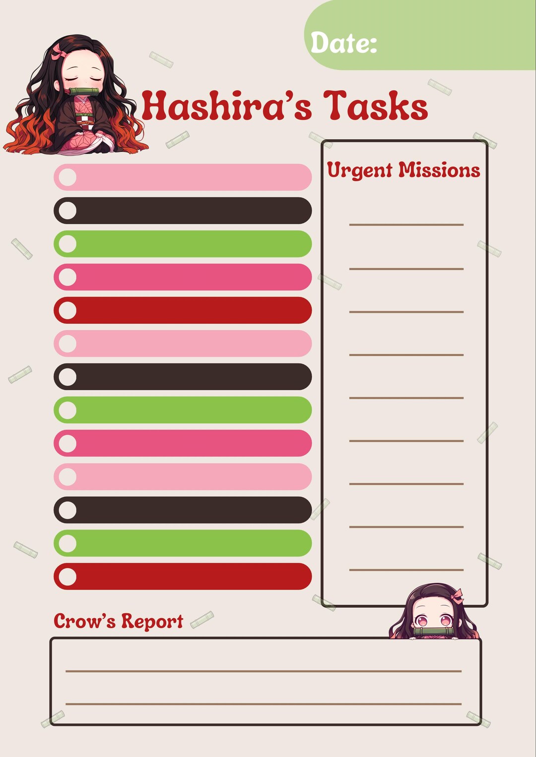 Nezuko DS Inspired To-do List | Anime Productivity Stationery | Digital ...