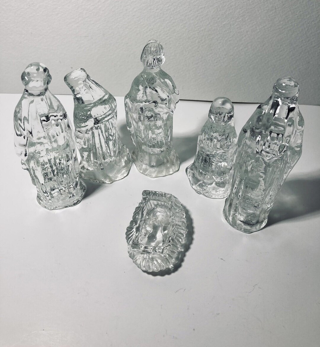 Vintage 6 Piece Clear Glass Nativity Set, Christmas- Excellent - Etsy