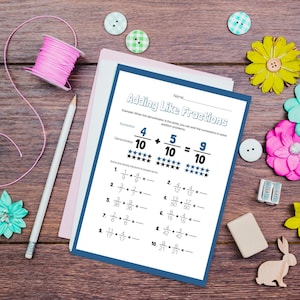 Elementary School Fraction Worksheet, Math Exercises for Kids ...