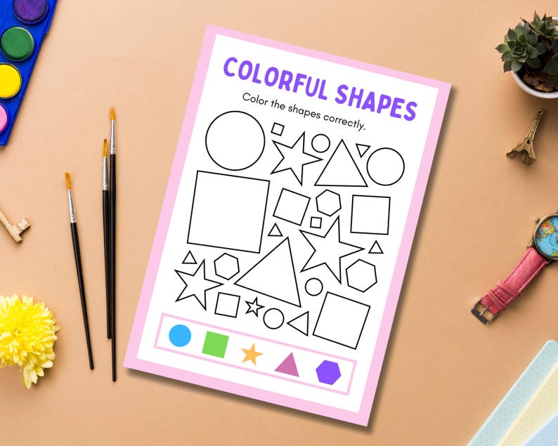 Hojas de trabajo imprimibles de formas coloridas para niños, actividad ...